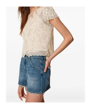 TWINSET Lace Short Sleeve Top - White
