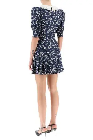 Alessandra Rich Butterfly Print Flared Minidress