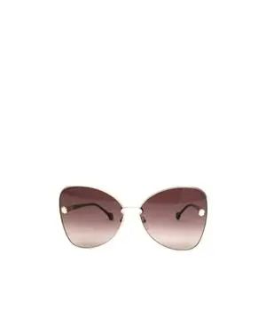 FERRAGAMO Gold Tone Logo Sunglasses - Nude
