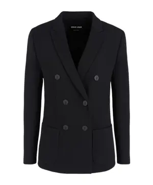 Giorgio Armani Double-breasted Stretch Blazer - Black