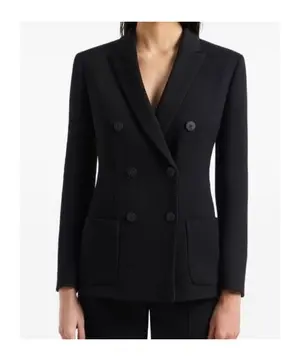 Giorgio Armani Double-breasted Stretch Blazer - Black