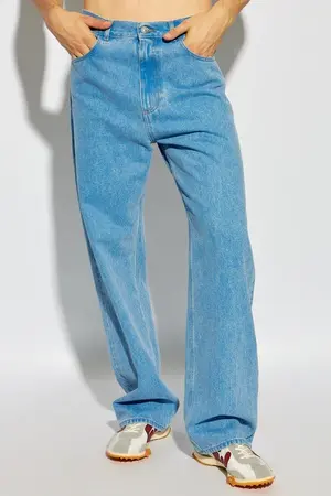 Marni Logo Patch Straight Leg Jeans - Blue