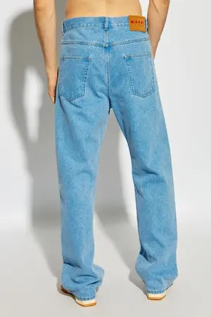 Marni Logo Patch Straight Leg Jeans - Blue