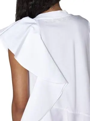 Alexander McQueen Asymmetrical Ruffle Crewneck Top - White