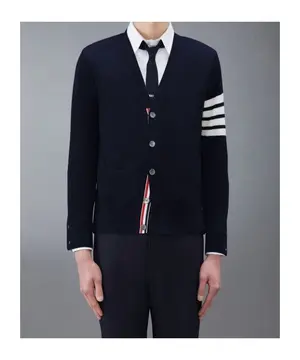 Thom Browne 4-bar V-neck Knitted Cardigan