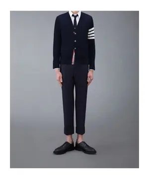 Thom Browne 4-bar V-neck Knitted Cardigan