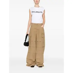 Balmain Logo Print Sleeveless T-shirt