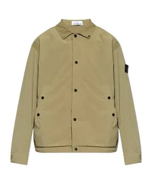 Stone Island Logo Patch Buttoned Jacket - Green