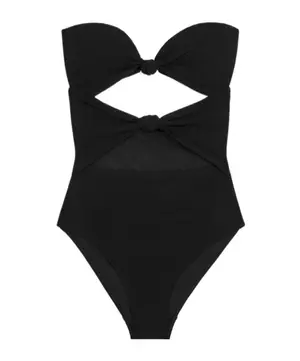Celine Triomphe Swimsuit With Bows In Matte Jersey - Black