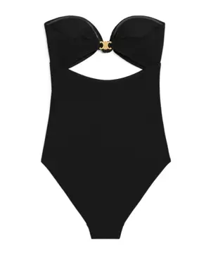 Celine Triomphe Swimsuit With Bows In Matte Jersey