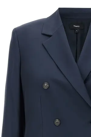 Theory Double-breasted Straight Hem Blazer - Black