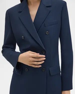 Theory Double-breasted Straight Hem Blazer - Black