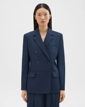 Theory Double-breasted Straight Hem Blazer
