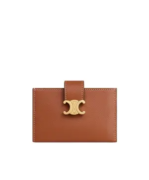 Celine Accordeon Card Holder Nino In Supple Grained Calfskin - Tan