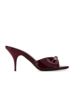 Miu Miu Logo Detailed Slip-on Mules - Burgundy