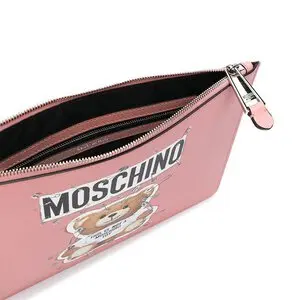Moschino Teddy Bear Pin Pattern Large Clutch - Gray