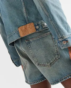 Prada Enamelled Tag Detailed Denim Jacket - Light Blue