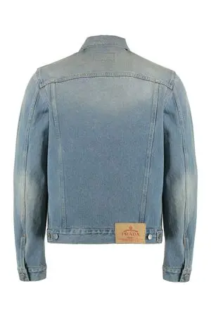 Prada Enamelled Tag Detailed Denim Jacket