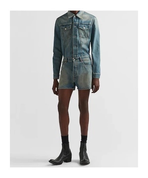Prada Enamelled Tag Detailed Denim Jacket