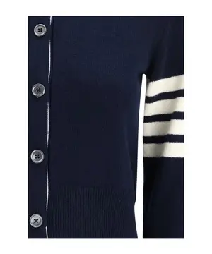 Thom Browne 4-bar Knitted Cardigan With Dog Embroidery