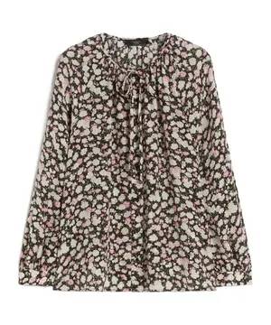 Max Mara Printed Silk Shirt With Bow Detail