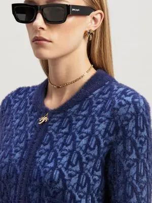 Palm Angels Monogram Jacquard Zip-up Cardigan