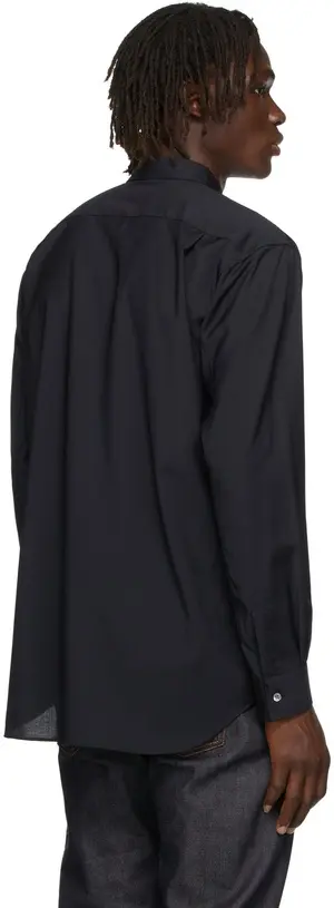 Comme Des Garçons Navy Blue Logo Shirt - Black