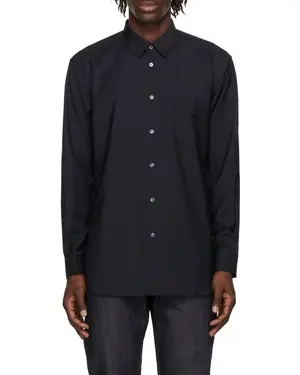 Comme Des Garçons Navy Blue Logo Shirt - Black