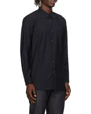 Comme Des Garçons Navy Blue Logo Shirt - Black