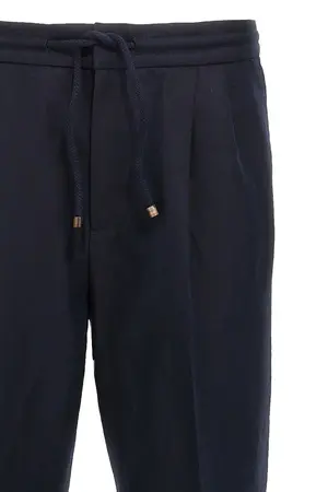 Brunello Cucinelli Pleated Drawstring Trousers - Blue