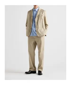 Prada Stretch Poplin Wide Leg Pants - Rope Ash
