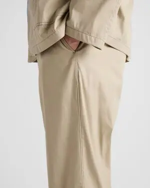Prada Stretch Poplin Wide Leg Pants - Rope Ash