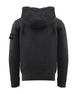 Stone Island Hooded Zip-up Sweater - Black