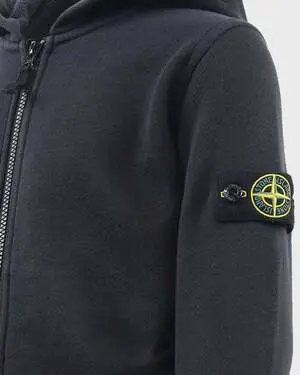 Stone Island Hooded Zip-up Sweater - Black