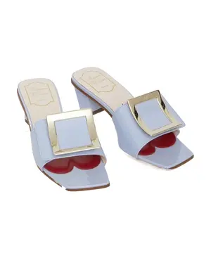 ROGER VIVIER Love Buckle Mules In Patent Leather