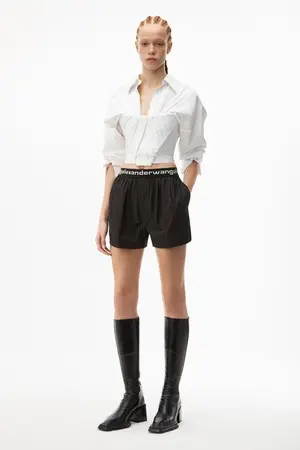 Alexander Wang Logo Waistband Pinstriped Shorts