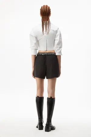 Alexander Wang Logo Waistband Pinstriped Shorts