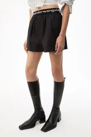 Alexander Wang Logo Waistband Pinstriped Shorts