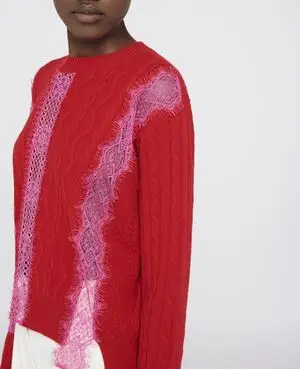 Stella McCartney Lace Paneled Pullover - Red