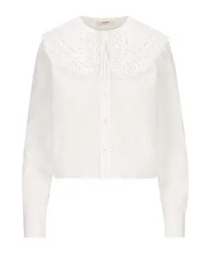 Celine Cropped Romy Shirt In Cotton Poplin With Lace Details