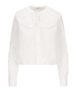 Celine Cropped Romy Shirt In Cotton Poplin With Lace Details