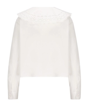 Celine Cropped Romy Shirt In Cotton Poplin With Lace Details