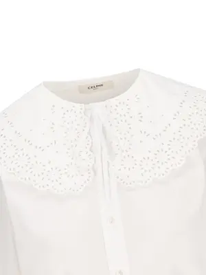 Celine Cropped Romy Shirt In Cotton Poplin With Lace Details