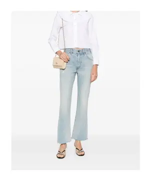Celine Cropped Romy Shirt In Cotton Poplin With Lace Details