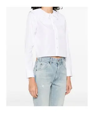 Celine Cropped Romy Shirt In Cotton Poplin With Lace Details