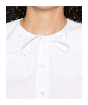 Celine Cropped Romy Shirt In Cotton Poplin With Lace Details