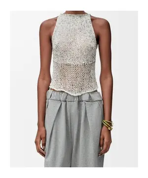 Loewe Off-the-shoulder Top With Hand-woven Anagram Sequins