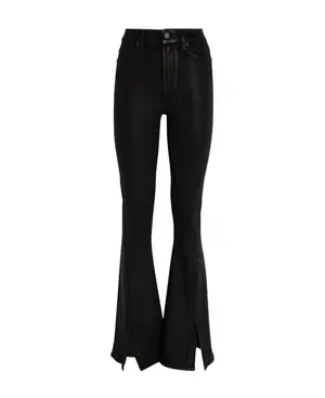 Paige Lou Lou Horn Denim Flare Pants With Split Hem