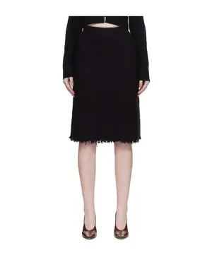 JIL SANDER Frayed Hem Midi Skirt