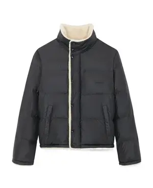 SAINT LAURENT Saint Laurent Down Puffer Jacket With Embroidered Logo And Shearling Trim